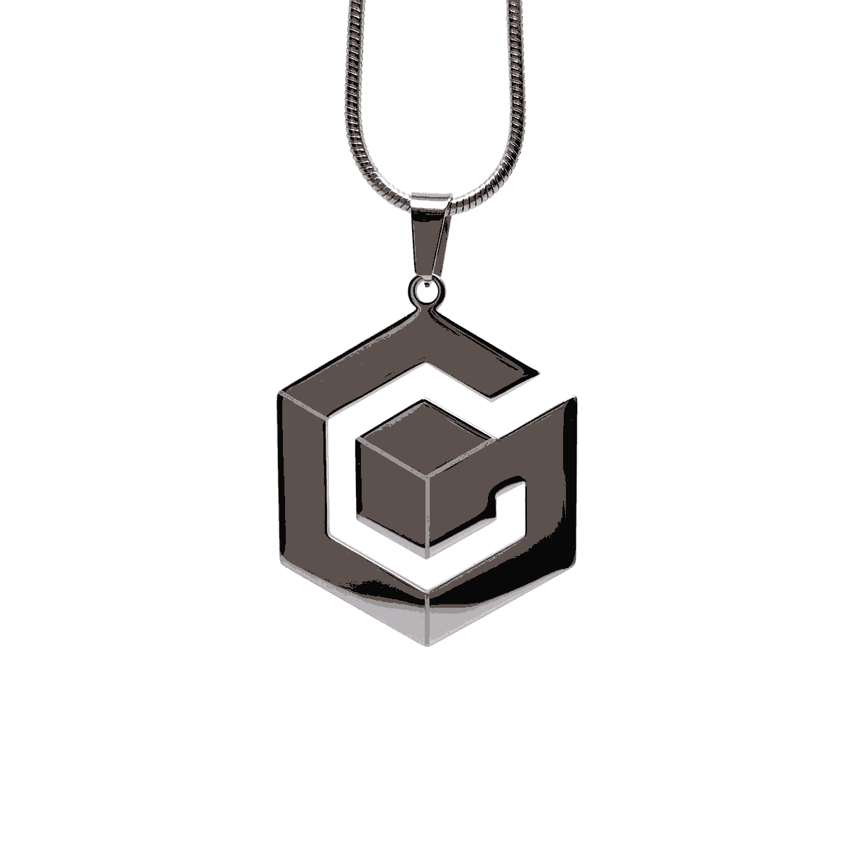 Nintendo Gamecube Logo Fan-Made Stainless Steel Pendant Chain Necklace ...
